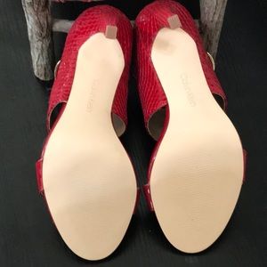 Calvin Klein | Shoes | Calvin Klein Red Snake Skin Sandles | Poshmark